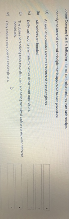 Solved Jolson Company has the following internal control | Chegg.com