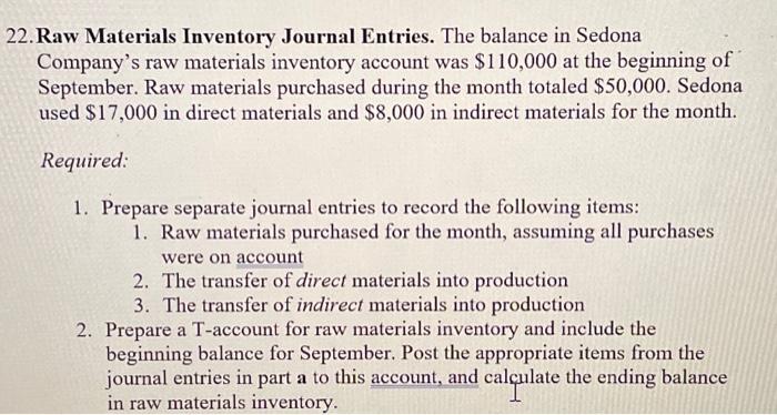 Solved Raw Materials Inventory Journal Entries. The balance | Chegg.com