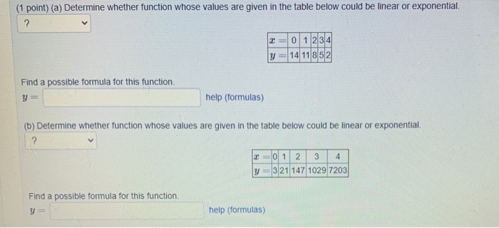 Solved (1 point) (a) Determine whether function whose values | Chegg.com