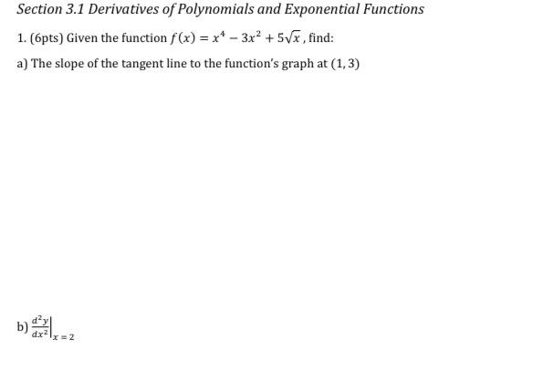 Solved Section 3.1 Derivatives of Polynomials and | Chegg.com