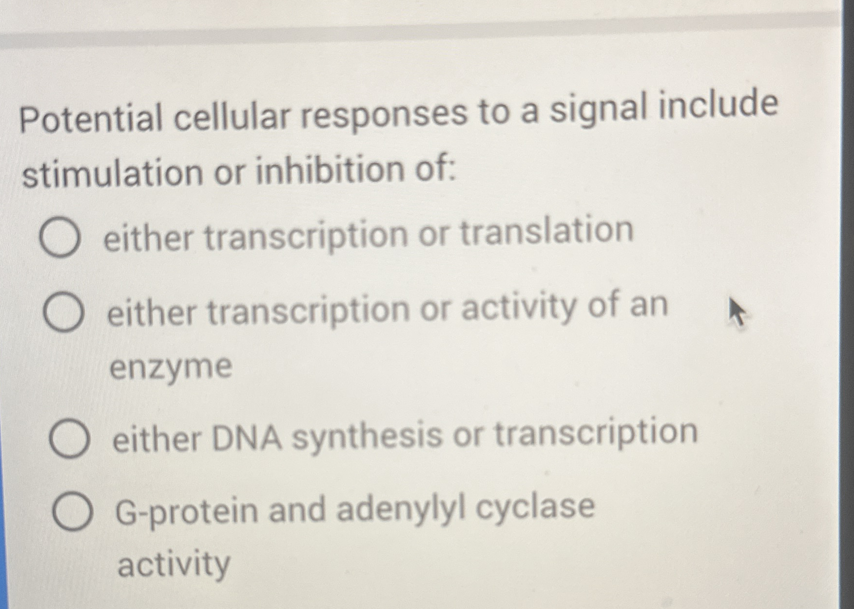 Solved Potential cellular responses to a signal include | Chegg.com