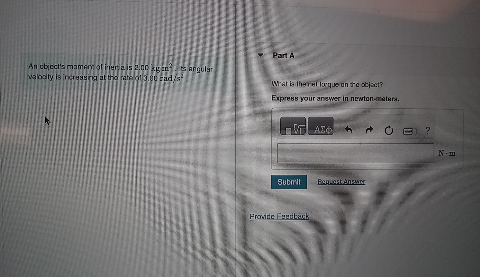 Solved An object's moment of inertia is 2.00kgm2. ﻿Its | Chegg.com