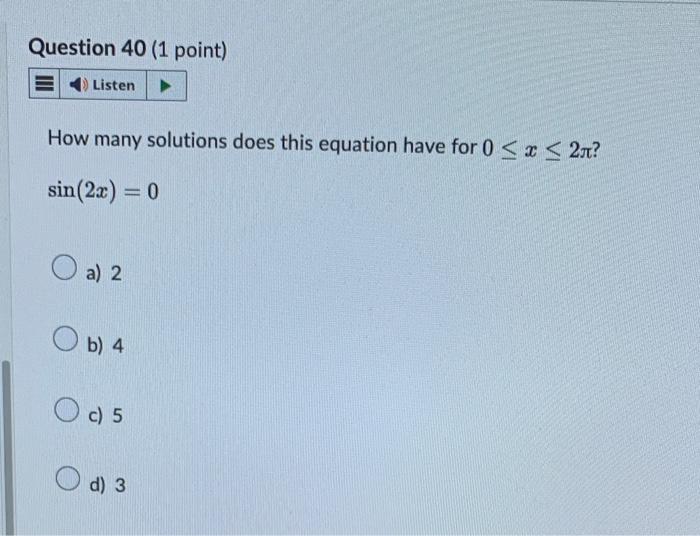 Solved How many solutions does this equation have for | Chegg.com