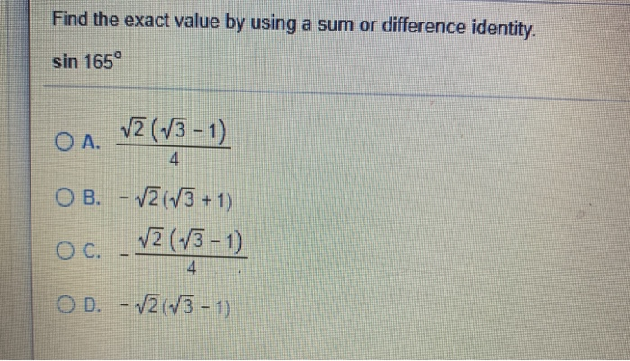 Solved Use the given information to find the exact value of | Chegg.com