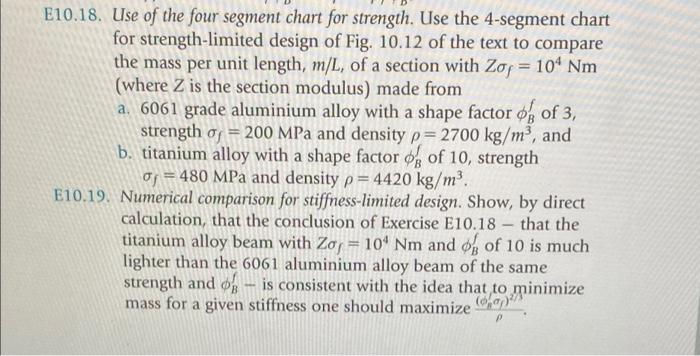 Solved 1 E10.18. Use of the four segment chart for strength. | Chegg.com