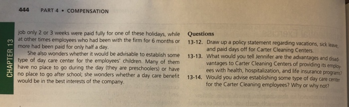 Solved Continuing Case Carter Cleaning Company The New | Chegg.com