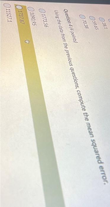 Solved Question 4 (4 points) using the data from the | Chegg.com