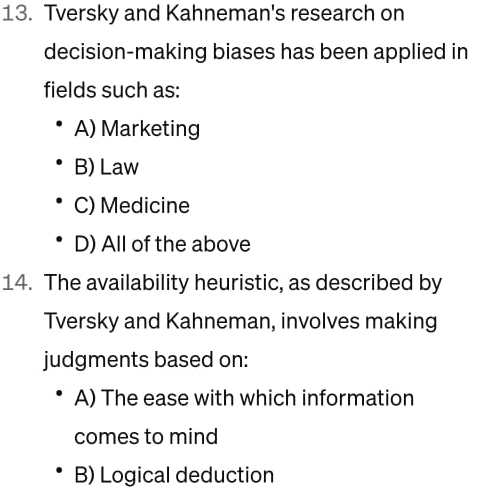 Solved Tversky and Kahneman's research on decision-making | Chegg.com