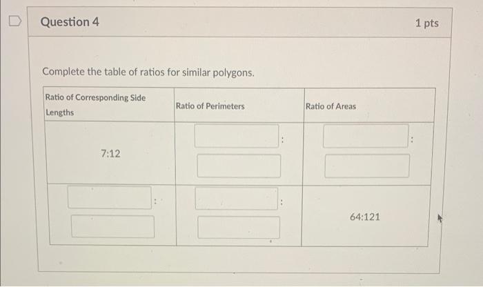 Solved D Question 1 1 pts Corresponding lengths of similar | Chegg.com
