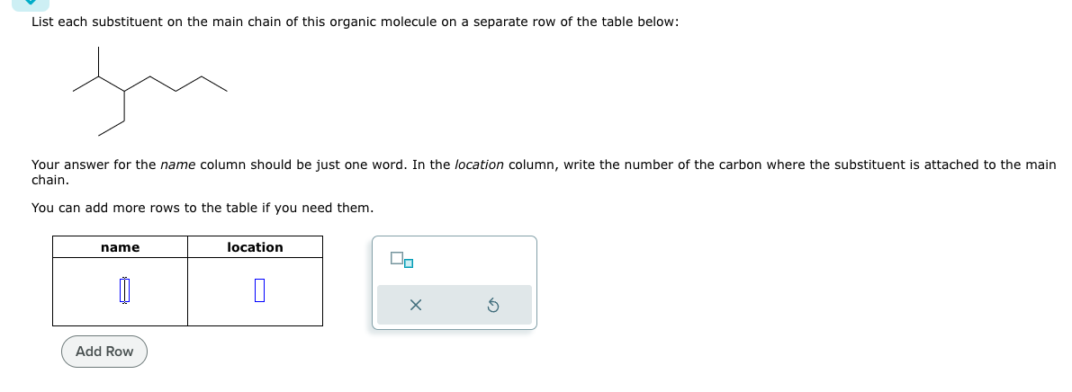 Solved List each substituent on the main chain of this | Chegg.com
