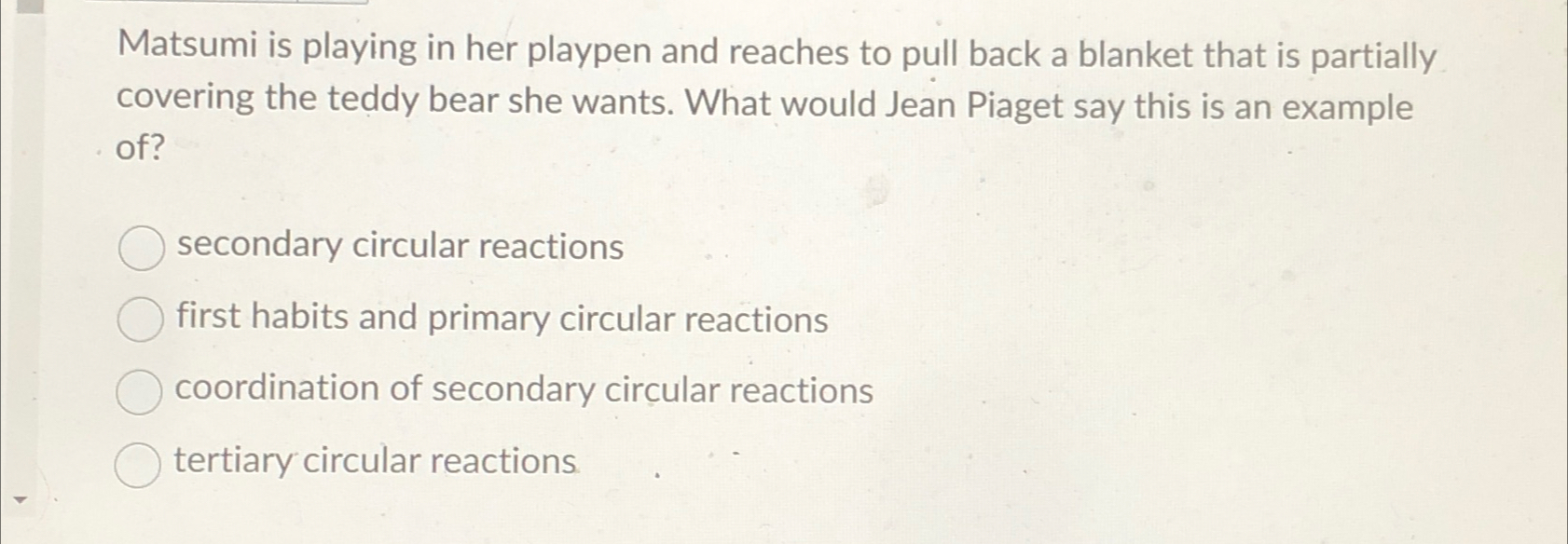 Solved Matsumi is playing in her playpen and reaches to pull | Chegg.com