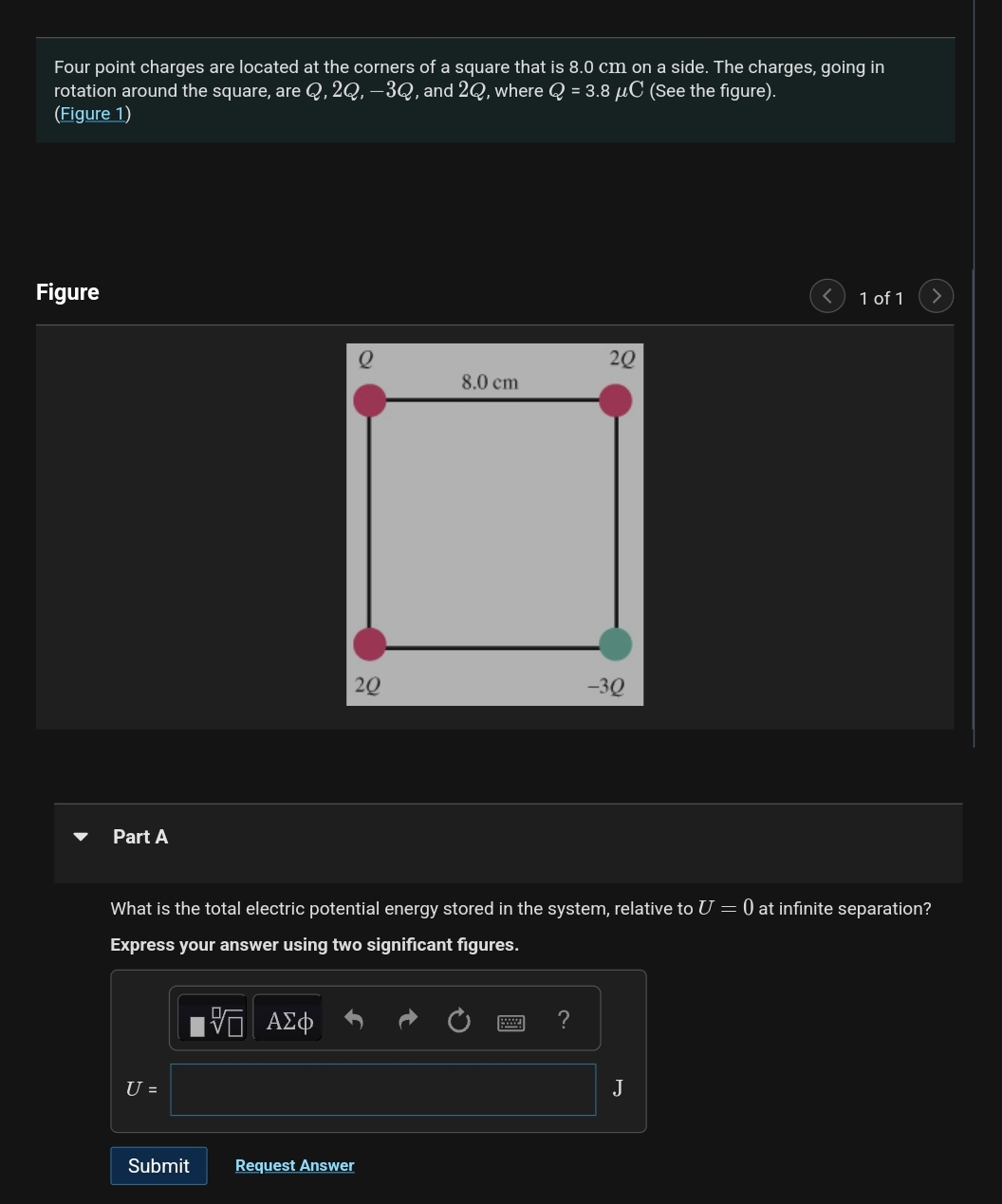 Solved Four point charges are located at the corners of a | Chegg.com