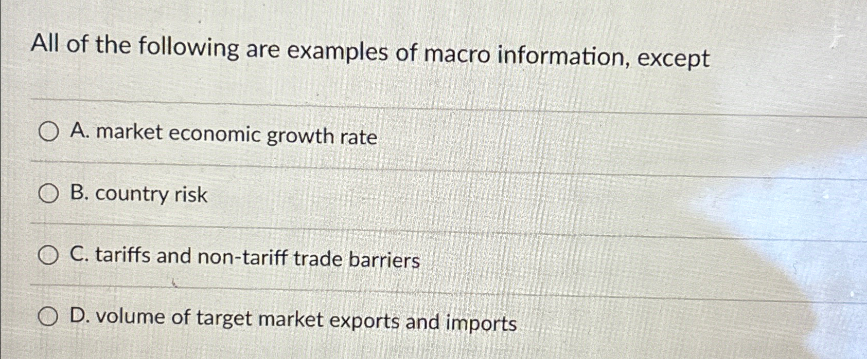 Solved All of the following are examples of macro | Chegg.com