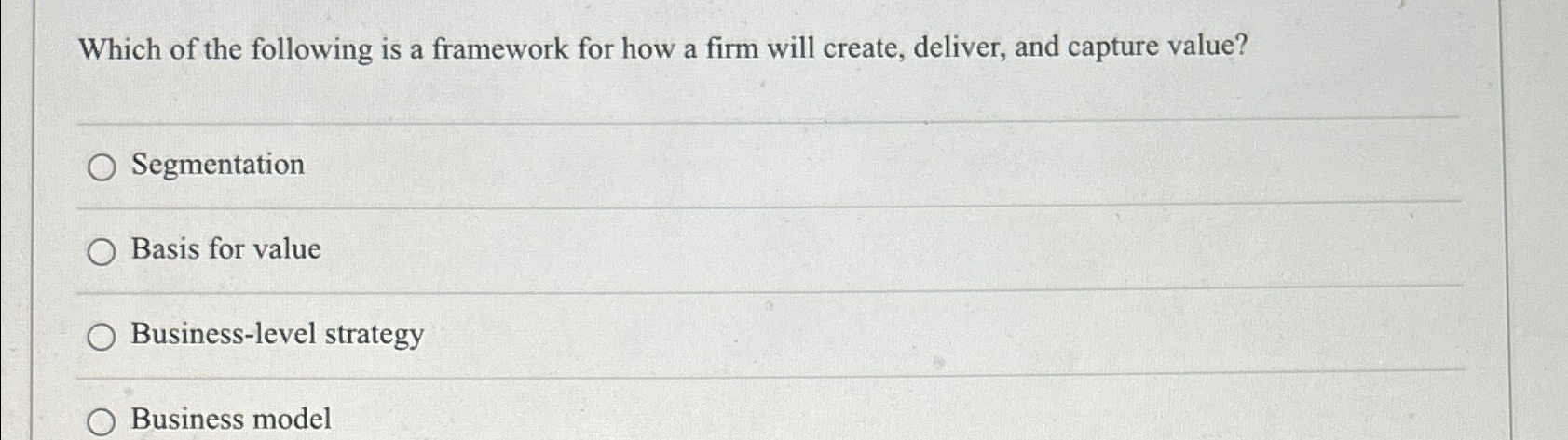 Solved Which of the following is a framework for how a firm | Chegg.com