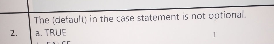 Solved The (default) ﻿in the case statement is not | Chegg.com