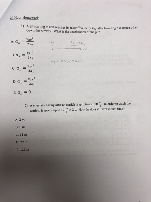 Solved 24 Hour Homework 1) Ajet starting at rest reaches its | Chegg.com