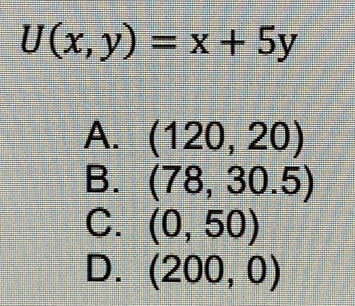 Solved III. Consider two goods, x and y that yield utility U | Chegg.com