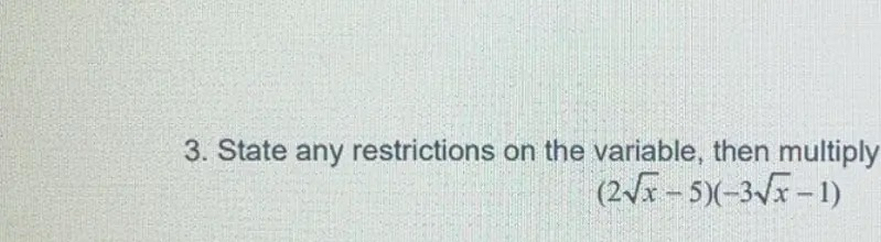 Solved State any restrictions on the variable, then | Chegg.com