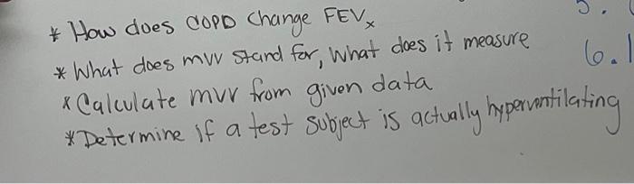Solved * How does COPD Change FEV * What does mvv stand for, | Chegg.com