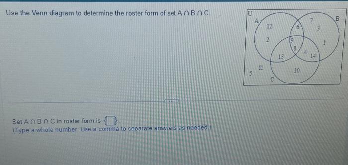 Solved Use the Venn diagram to determine the roster form of | Chegg.com