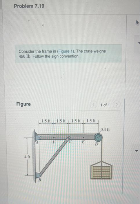 Solved Consider the frame in (Figure 1). The crate weighs | Chegg.com