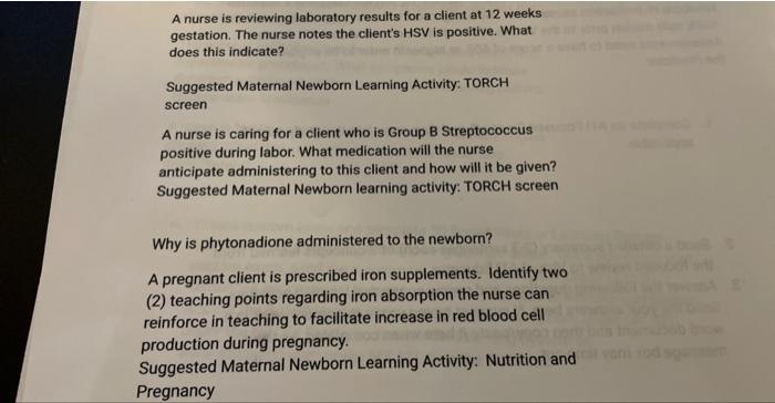 Solved A nurse is reviewing laboratory results for a client | Chegg.com
