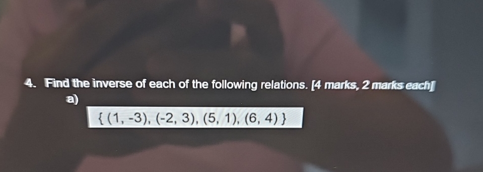 Solved Find the inverse of each of the following relations. | Chegg.com