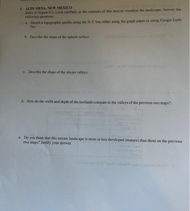 Solved c. Describe the shape of the stream valleys. d. How | Chegg.com