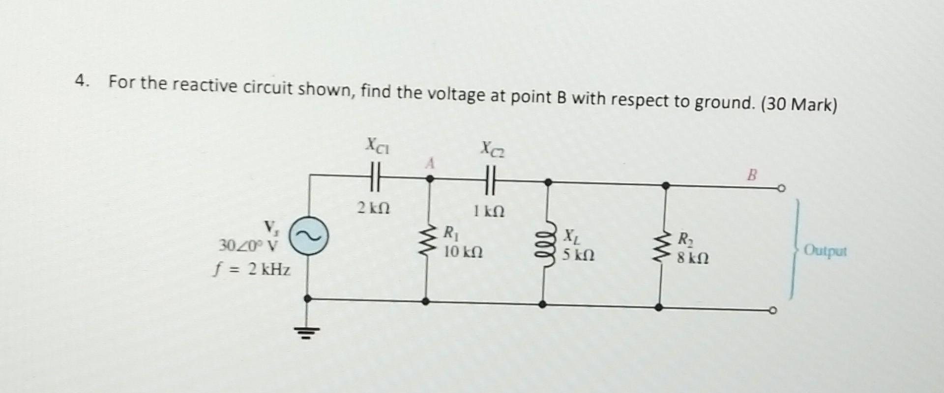 Solved 4. For the reactive circuit shown, find the voltage | Chegg.com