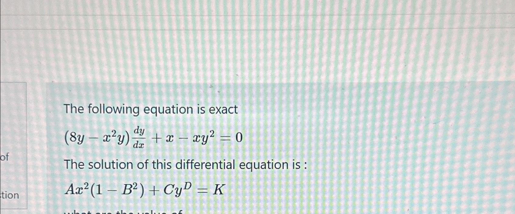 Solved The following equation is | Chegg.com