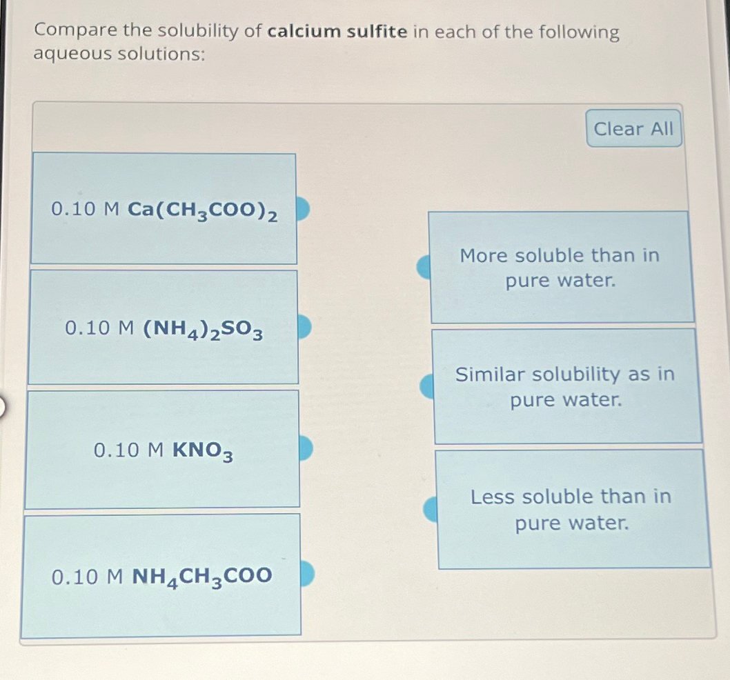 Solved Compare the solubility of calcium sulfite in each of | Chegg.com
