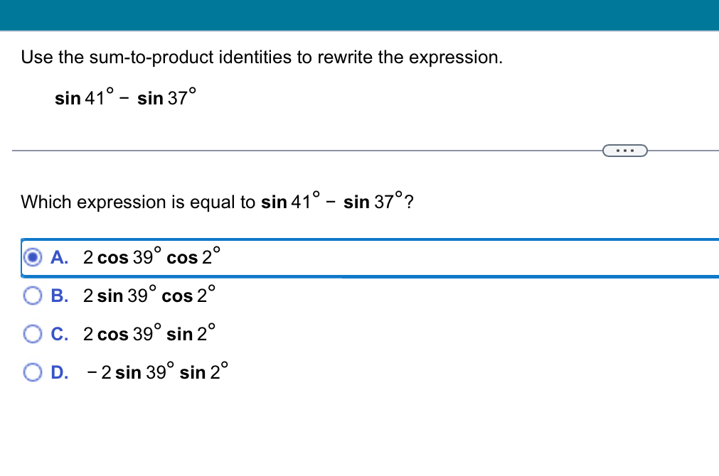 Solved Use the sum-to-product identities to rewrite the | Chegg.com