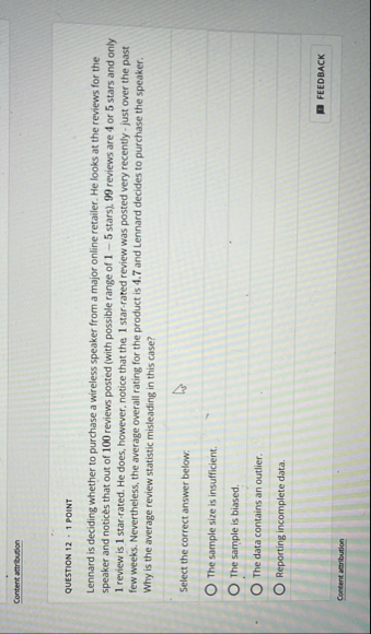 Solved Content attributionQUESTION 12 , 1 ﻿POINTLennard is | Chegg.com