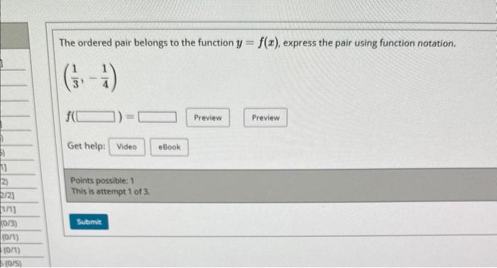 Solved The ordered pair belongs to the function y=f(x), | Chegg.com