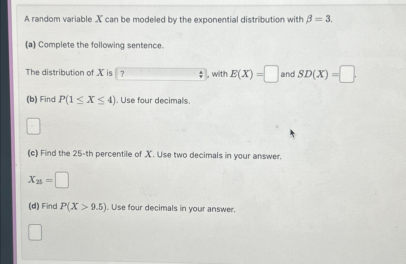 Solved A random variable x ﻿can be modeled by the | Chegg.com