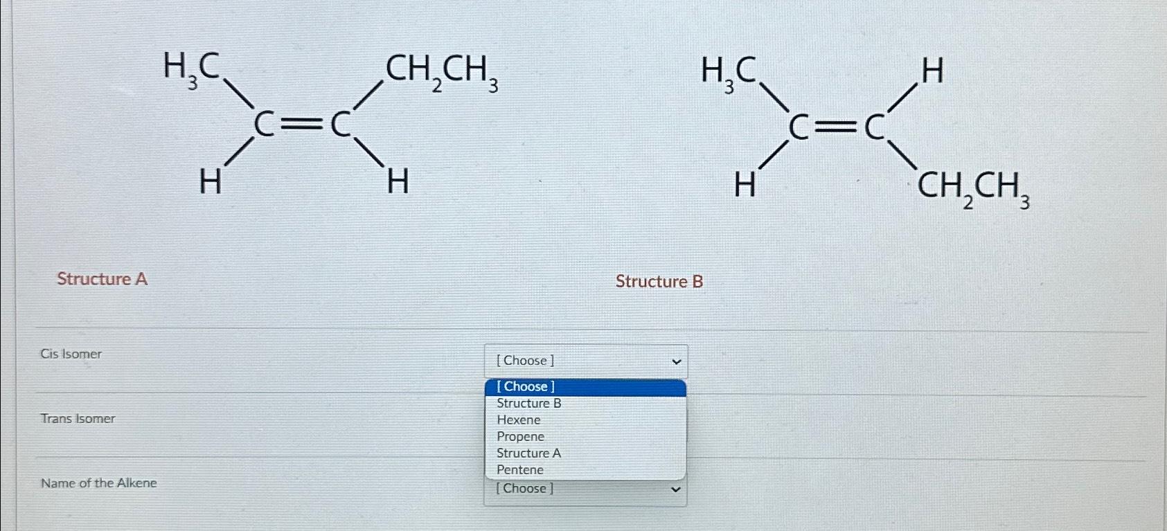 Solved Structure AisomerTrans isomerTrans IsomerName of the | Chegg.com