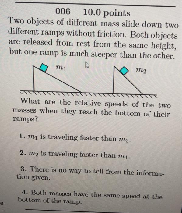 Solved 006 10.0 points Two objects of different mass slide | Chegg.com