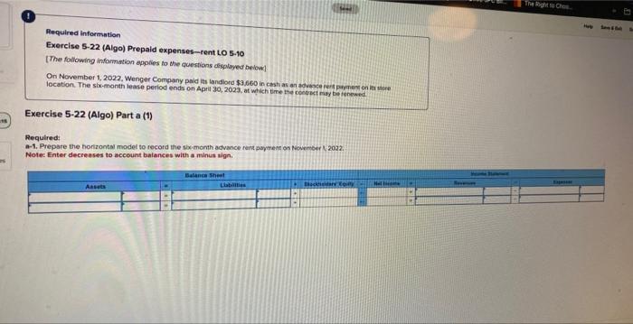 Solved Required informution Exercise 5−22 (Algo) Prepaid | Chegg.com
