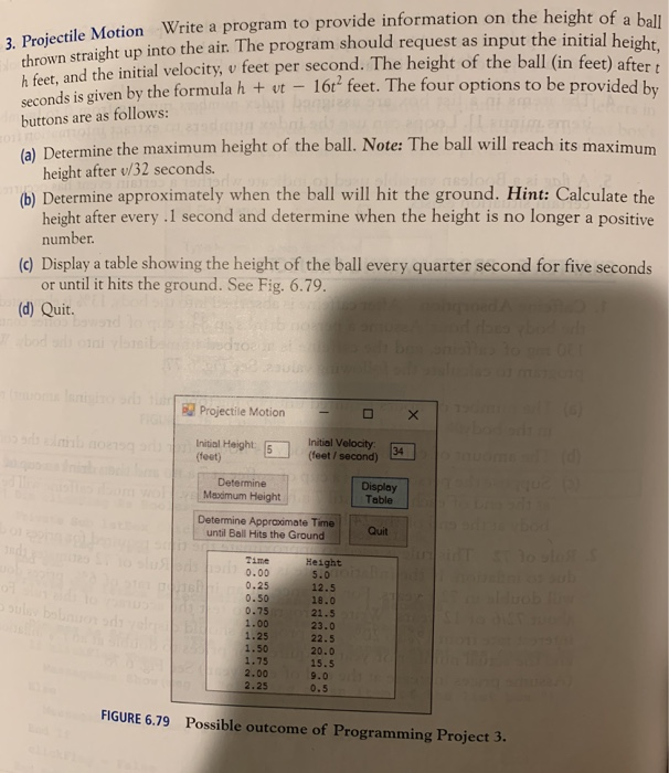 Solved 2 Projectile Motion Write a program to provide | Chegg.com