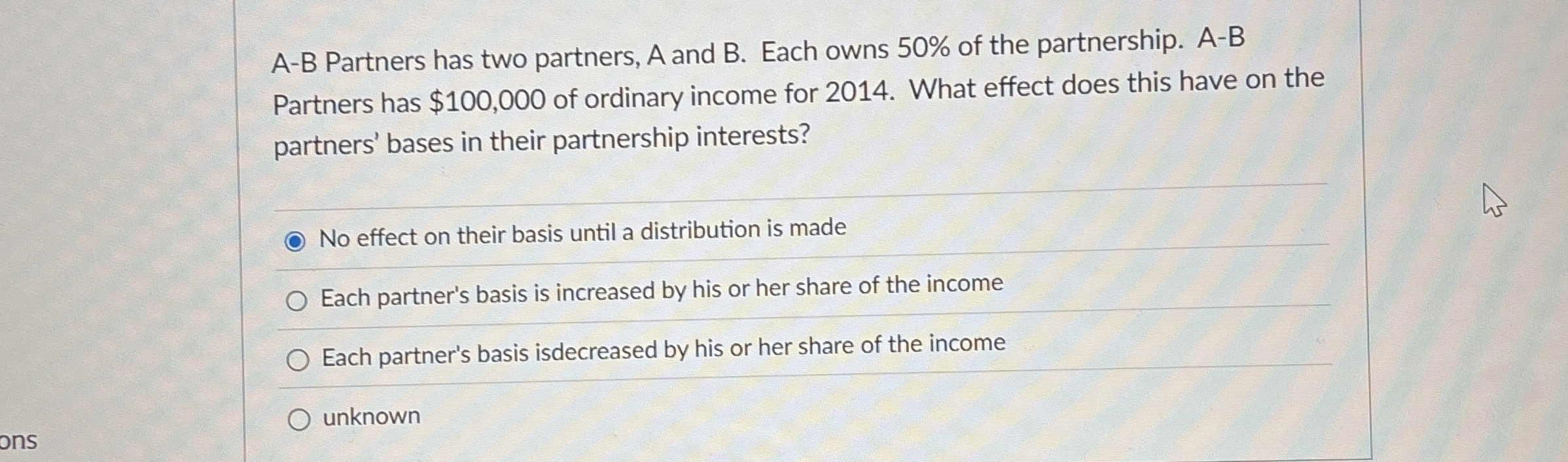 Solved A-B Partners has two partners, A and B. ﻿Each owns | Chegg.com