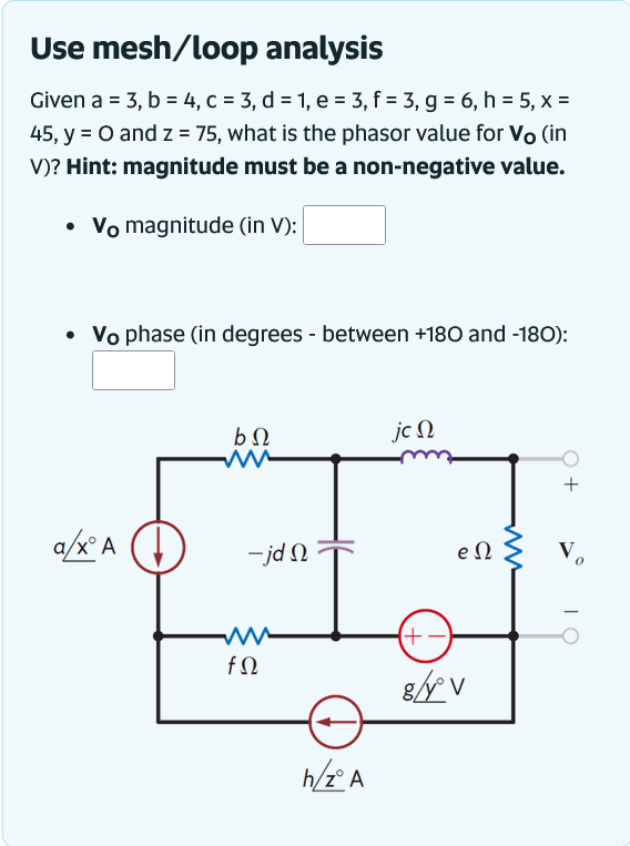 Solved Use mesh/loop analysisUse mesh/loop analysisUse | Chegg.com