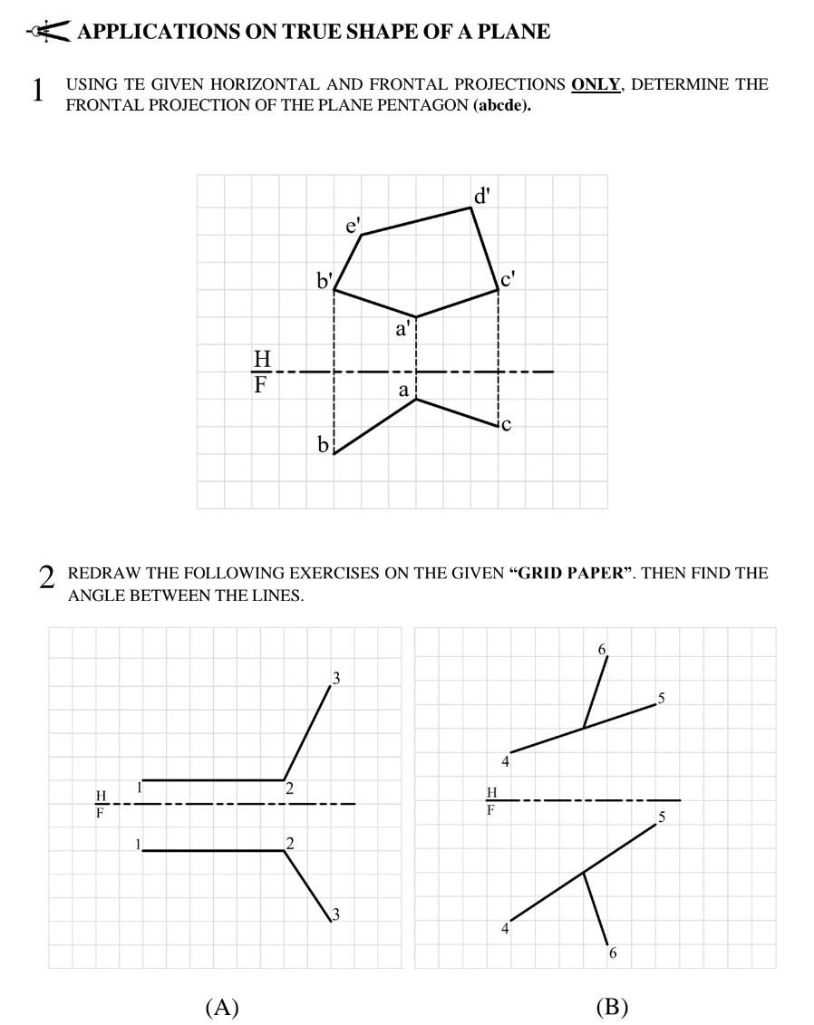 Solved APPLICATIONS ON TRUE SHAPE OF A PLANE 1 USING TE | Chegg.com