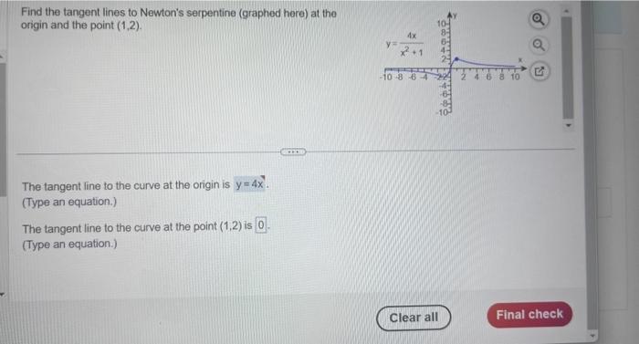 Solved Find the tangent lines to Newton's serpentine | Chegg.com