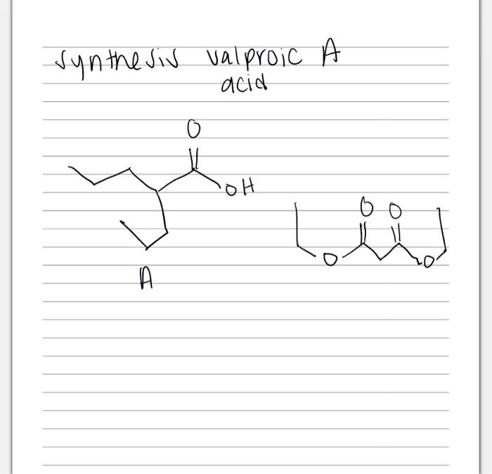 synthesis valproic A acid A 0 OH Lii Draw steps D A | Chegg.com