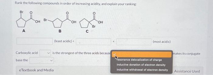 Solved Rank the following compounds in order of increasing | Chegg.com