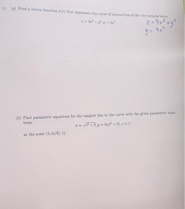 Solved (a) Find a vector function r(t) that represents the | Chegg.com