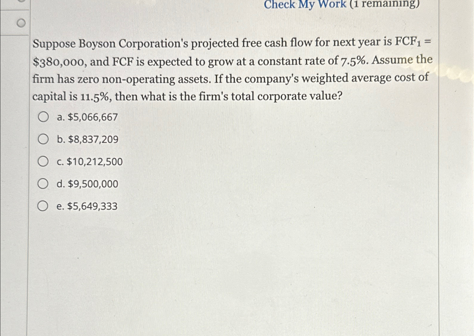 Solved Check My Work (1 ﻿remaining)Suppose Boyson | Chegg.com
