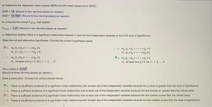 Solved MSE =14.1667 (Round to four decimal places as | Chegg.com