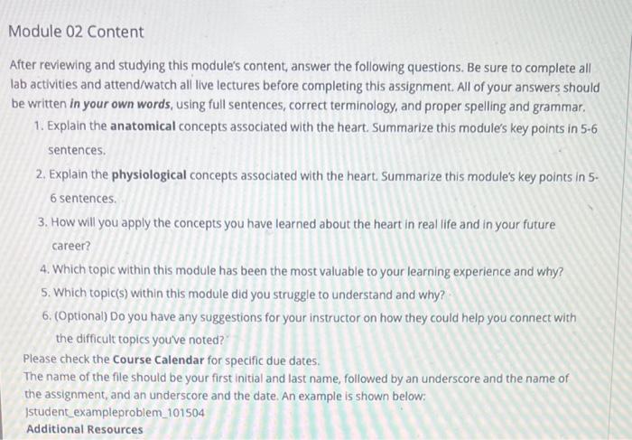 Solved Module 02 Content After reviewing and studying this | Chegg.com