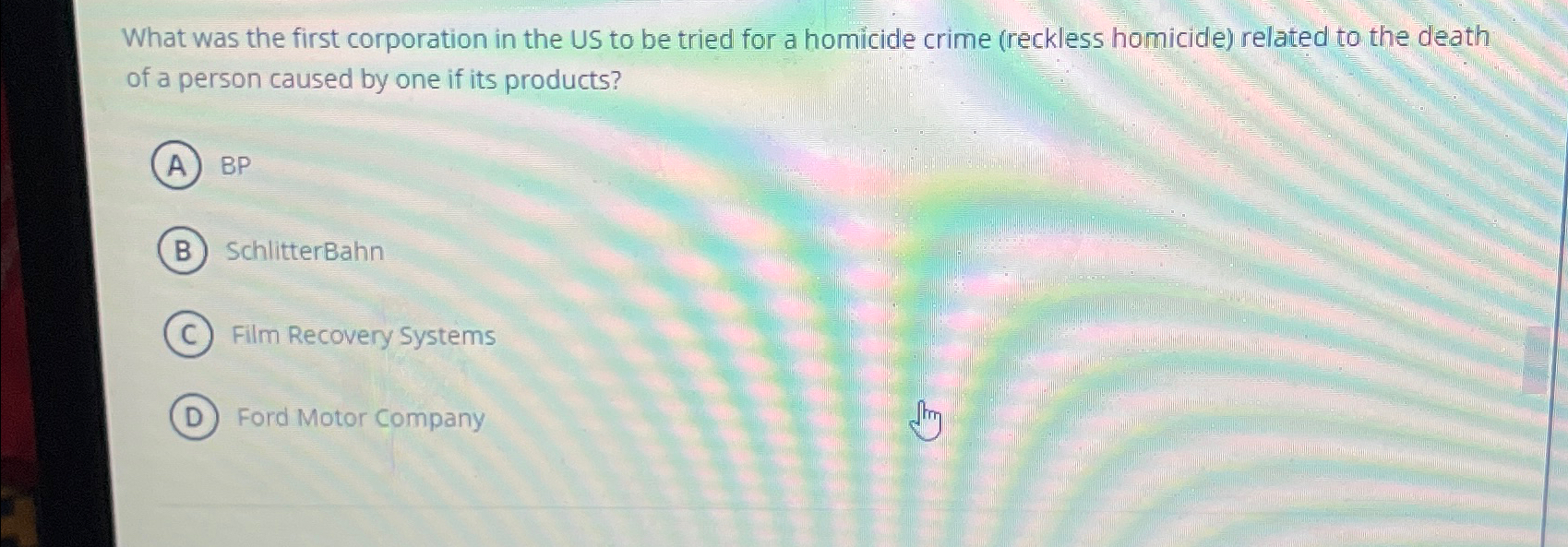 Solved What was the first corporation in the US to be tried | Chegg.com